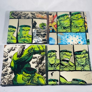 Hulk Boom Decorative Tile Coasters Set, Resin Covered, Comic Art, Wall ...