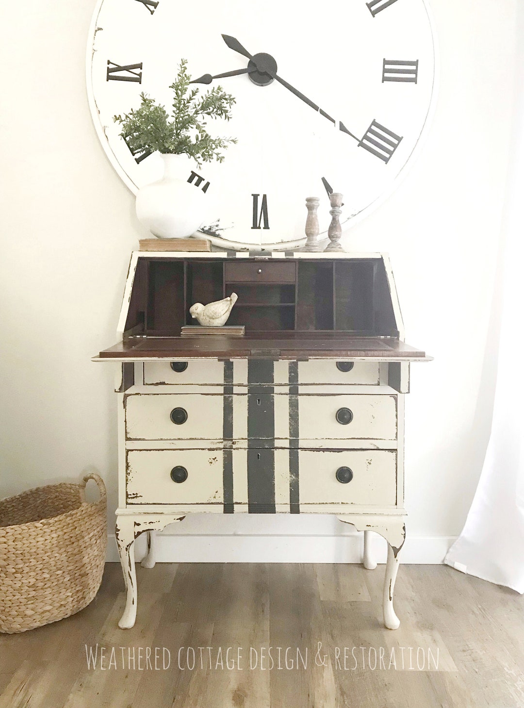 SOLD! Antique, Queen Anne Style Farmhouse Secretary With Grain Sack ...