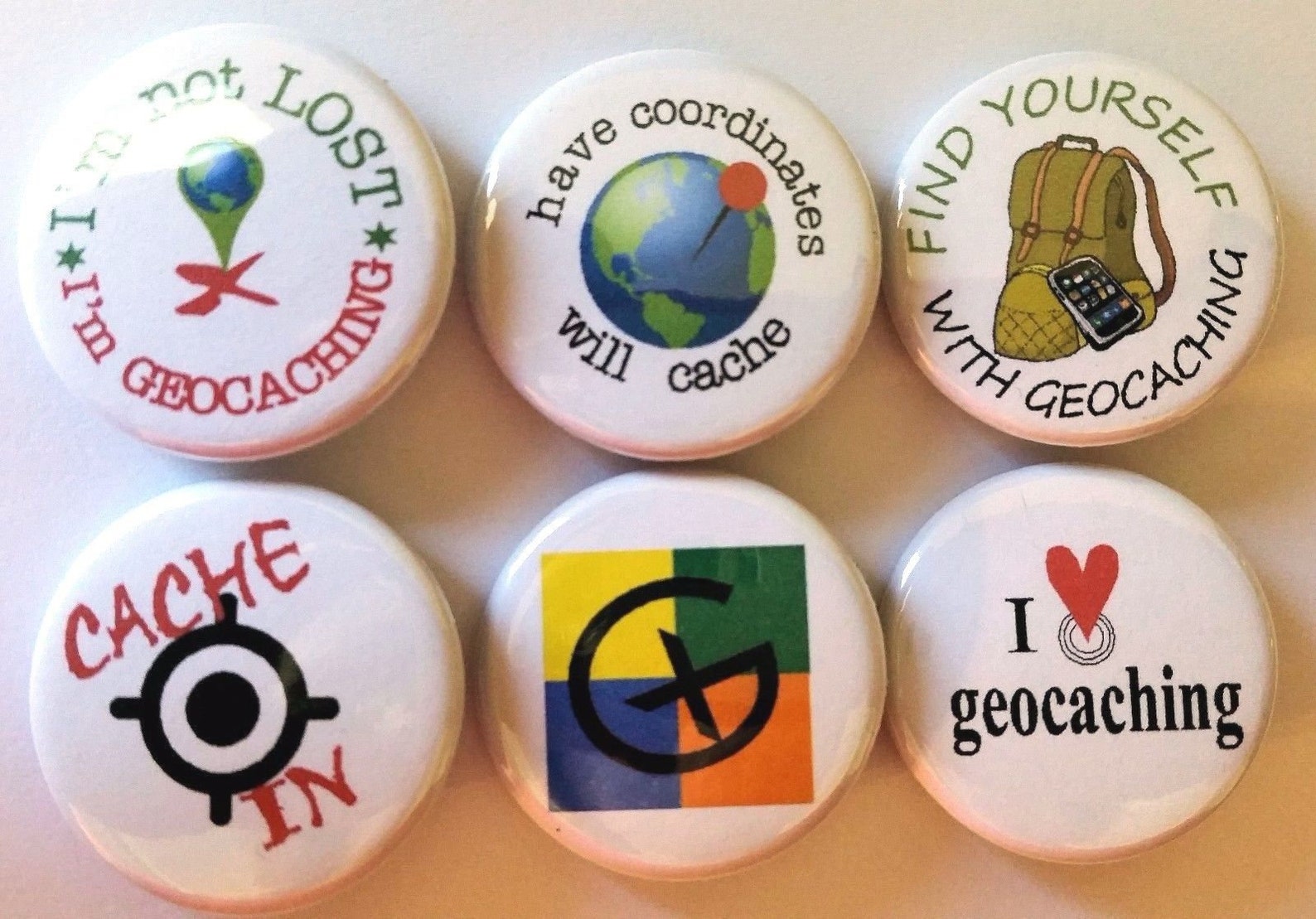 Geocache Geocaching Badge Button Pin Set of 6 - Etsy