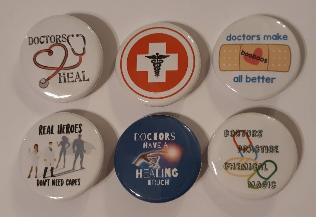 Doctors Physicians Badge Button Pin Set of 6 - Etsy