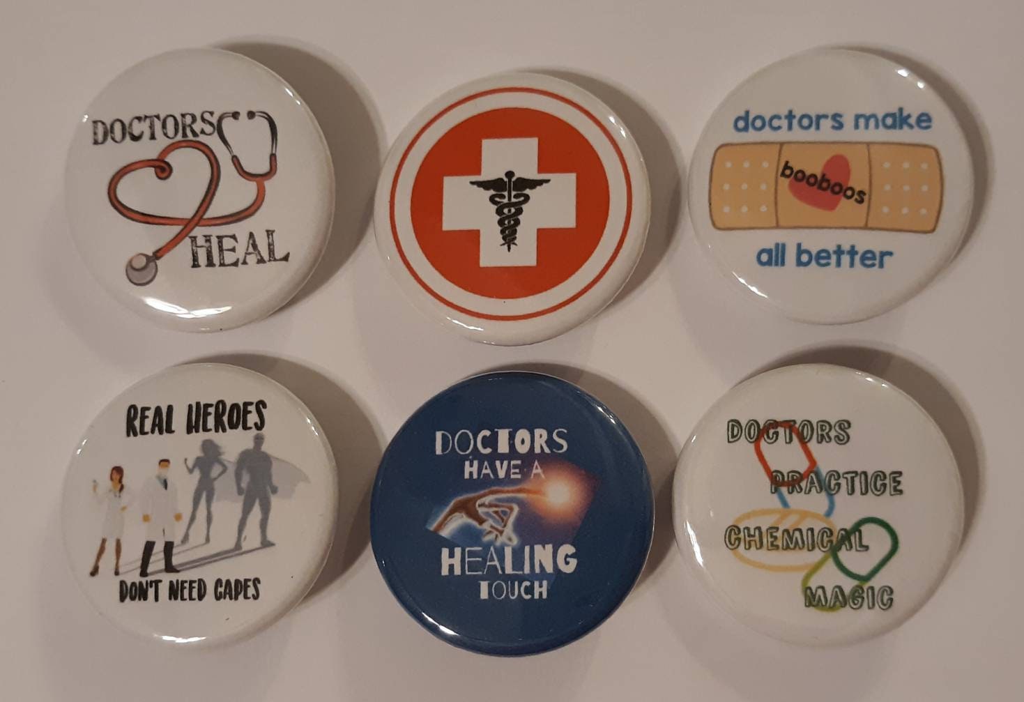 Doctors Physicians Badge Button Pin Set of 6 | Etsy