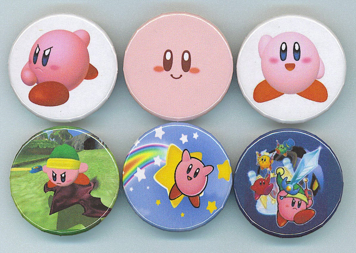 Kirby Badge Button Pin Set of 6 | Etsy