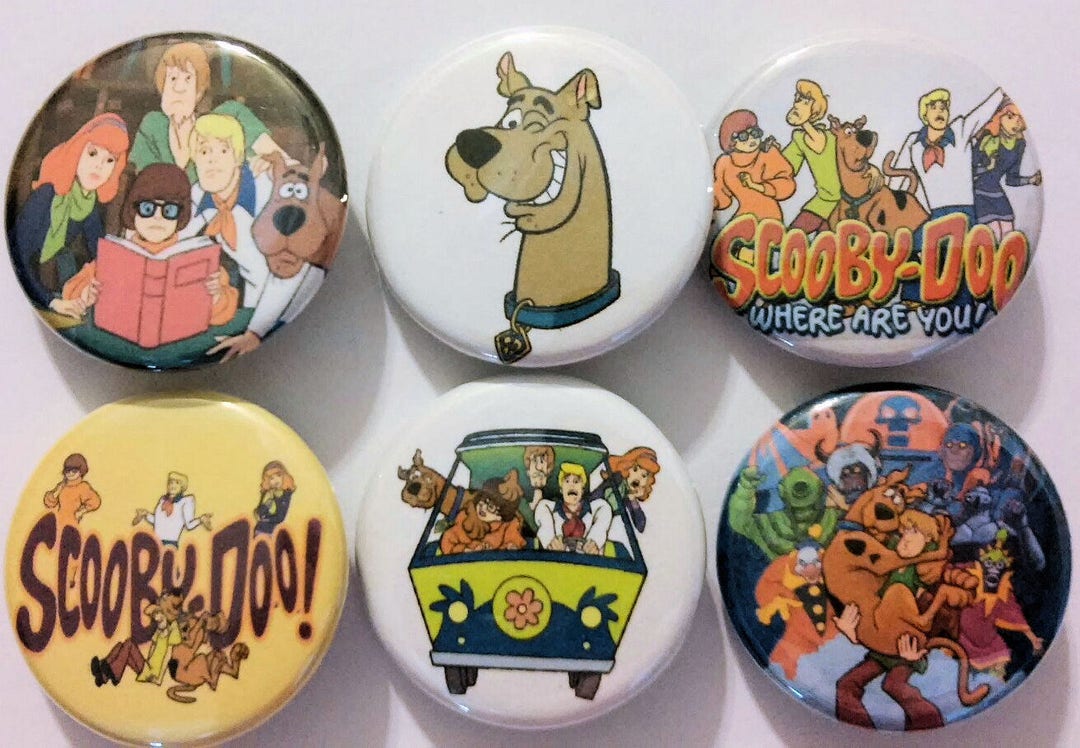 Scooby Doo Badge Button Pin Set of 6 - Etsy