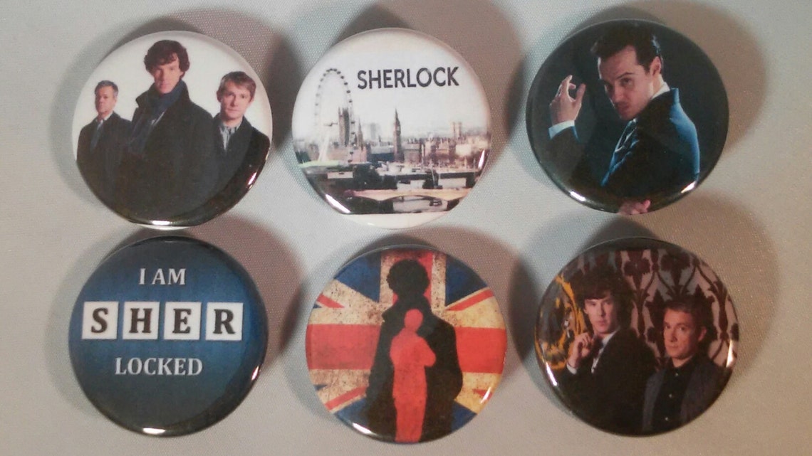 Sherlock Series Badge Button Pin Set of 6 - Etsy