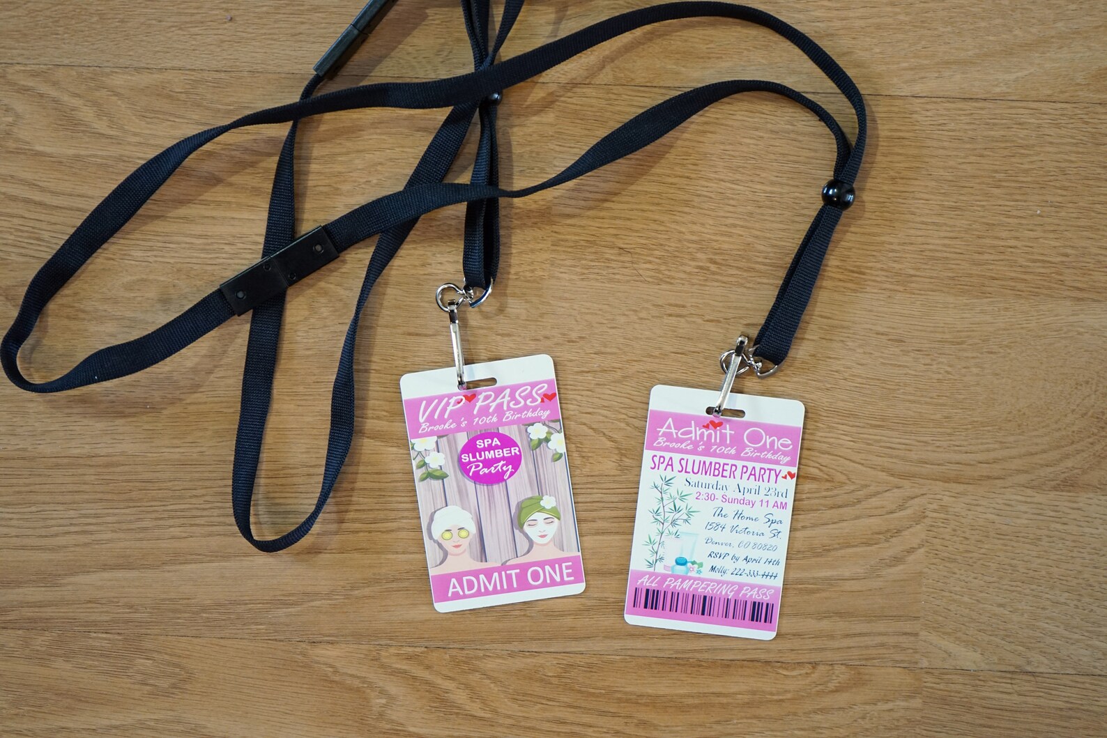 Spa Slumber Party VIP Pass, Lanyard Birthday Invitations, Spa Pamper ...