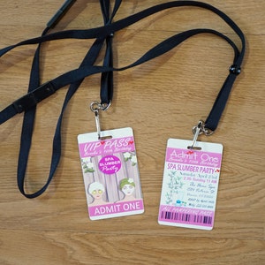 Spa Slumber Party VIP Pass, Lanyard Birthday Invitations, Spa Pamper ...