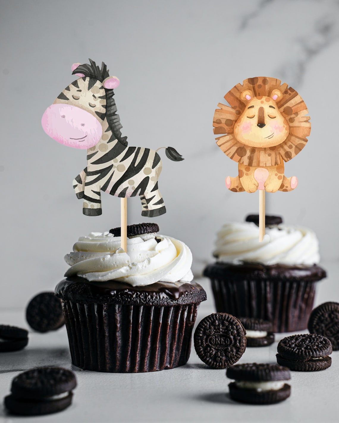 Animal Printable Cupcake Toppers, Instant Download Wild Animal Toppers ...
