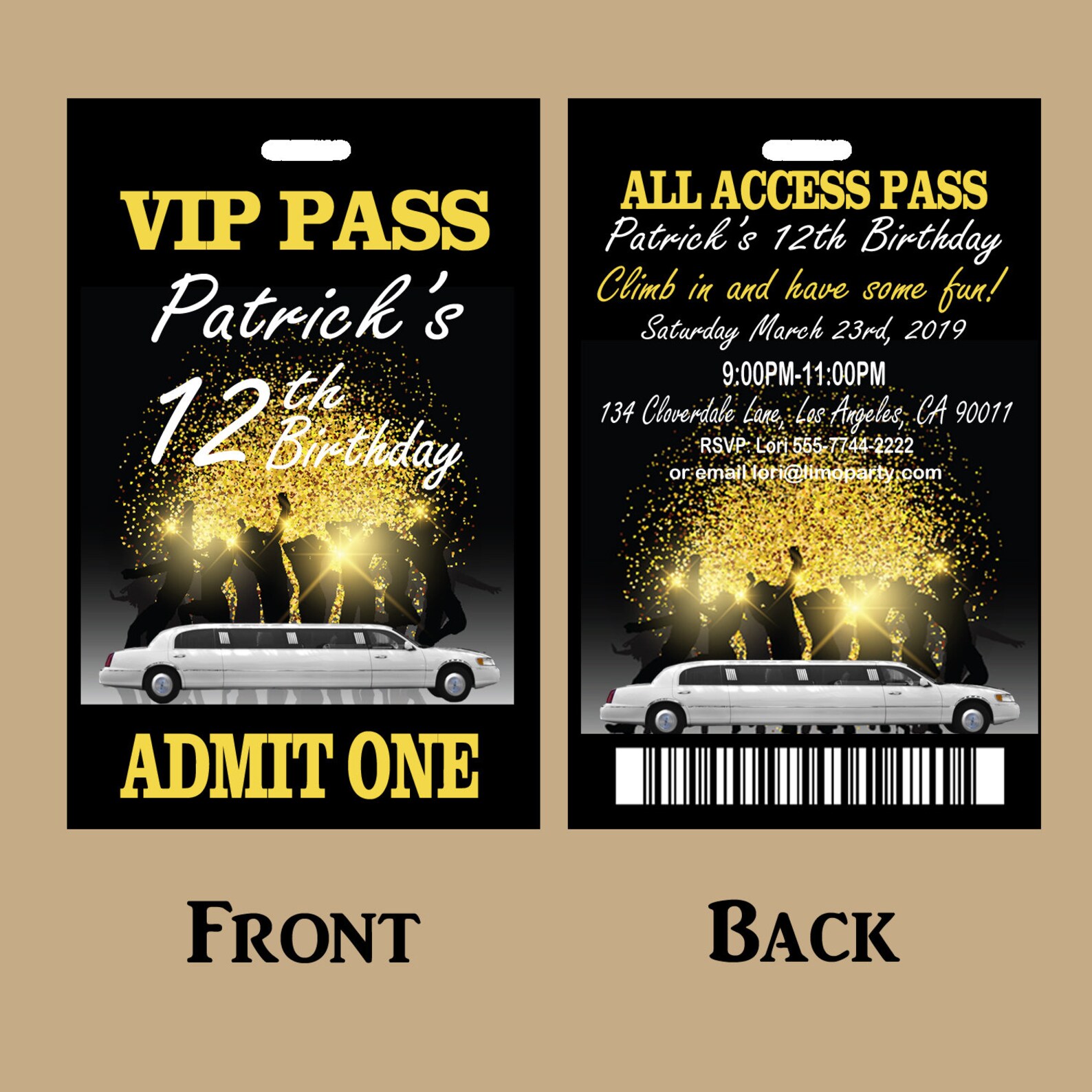Limousine Invitation, Limo Invitation, VIP Pass Invitations, Limousine ...