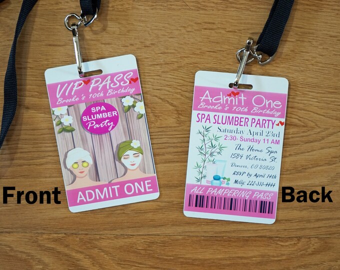 VIP Pass Spa Party Invitation, VIP Lanyard, Printable, Backstage Pass ...