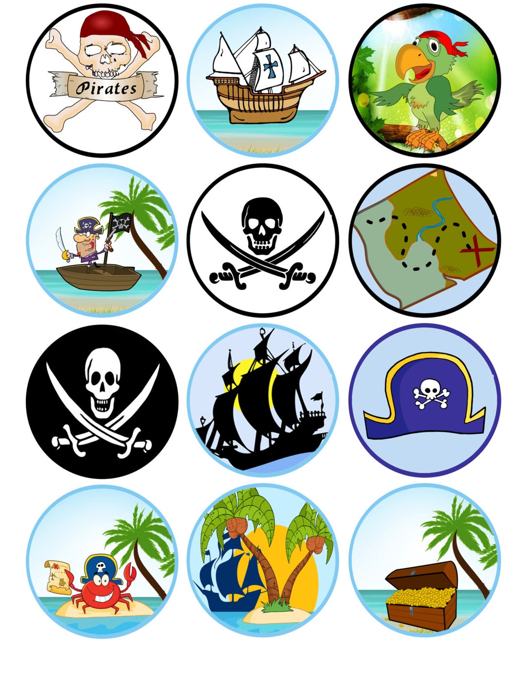 Pirate Cupcake Toppers Printable Pirate Theme Instant Download Party ...