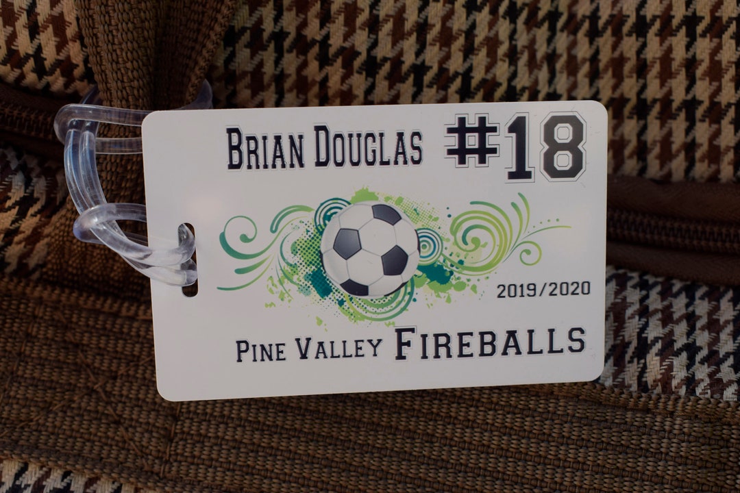 Soccer Bag Tag, Soccer Name Tag, Soccer Team Tag, Backpack Tag, Luggage ...