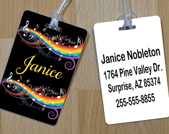 Personalized Luggage Tag Music Theme Luggage Tag Custom Bag Tag FREE ...