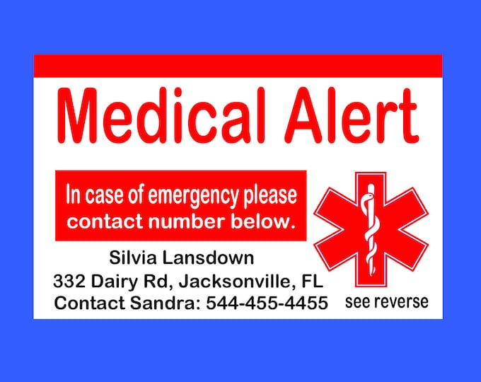 Medical Alert Card, Emergency Alert Card, Medical Wallet Card, Food ...