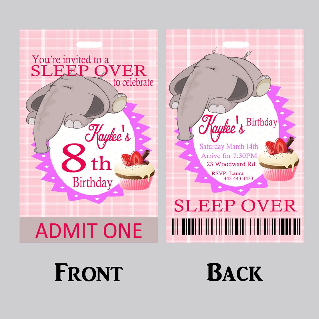 Sleepover Party VIP Pass, Lanyard Birthday Invitations, Children's ...