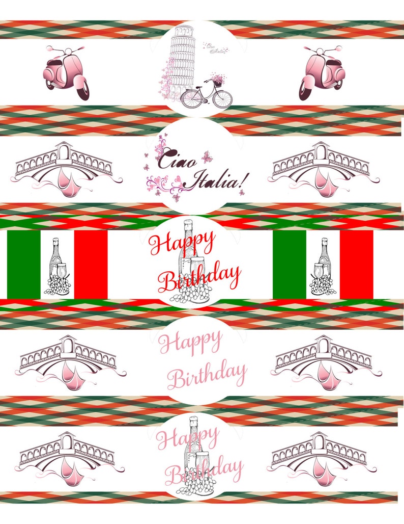 Italy Water Bottle Labels Printable Italy Labels Instant | Etsy