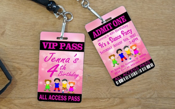 Children's Party Invitations Personalized VIP Pass | Etsy