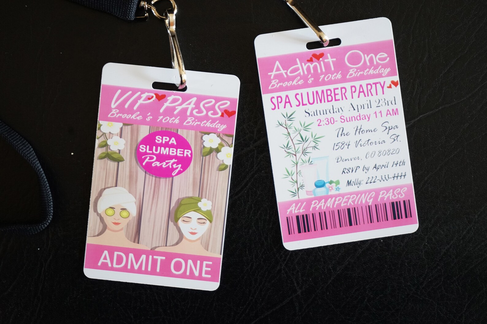 Spa Slumber Party VIP Pass, Lanyard Birthday Invitations, Spa Pamper ...