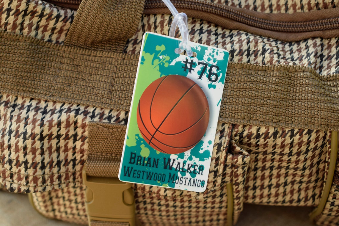 Basketball Name Tags Basketball Bag Tag Basketball ID Tag | Etsy