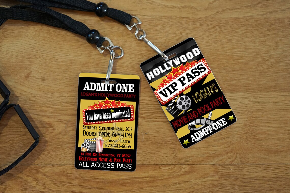 Hollywood VIP Pass Invitations Personalized Hollywood - Etsy