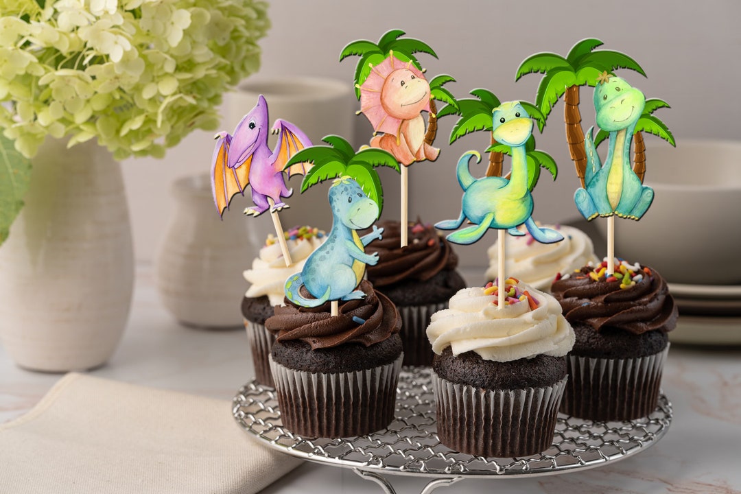 Dinosaur Printable Cupcake Toppers, Instant Download Dinosaur Toppers ...