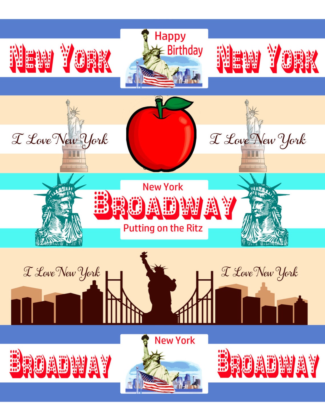 New York Water Bottle Labels Printable New York Labels | Etsy