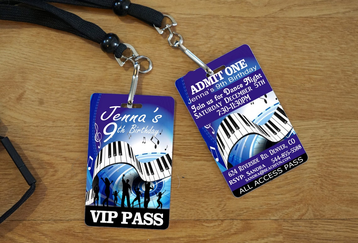 VIP Pass Lanyard Birthday Invitations Personalized Party - Etsy