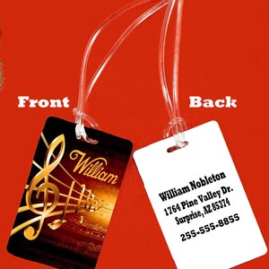 Luggage Tag Personalized Music Luggage Tag Custom Luggage Tag Gym Bag ...