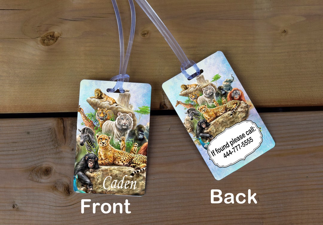 Bag Tag, Wild Animal Backpack Tag, Personalized Bag Tag, Diaper Bag Tag ...