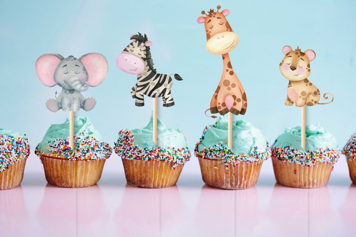 Animal Printable Cupcake Toppers, Instant Download Wild Animal Toppers ...