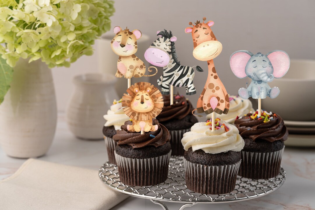 Animal Printable Cupcake Toppers, Instant Download Wild Animal Toppers ...