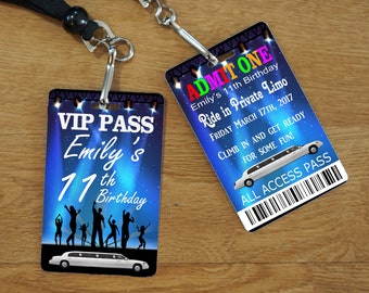 Sleepover Party VIP Pass Lanyard Birthday Invitations | Etsy