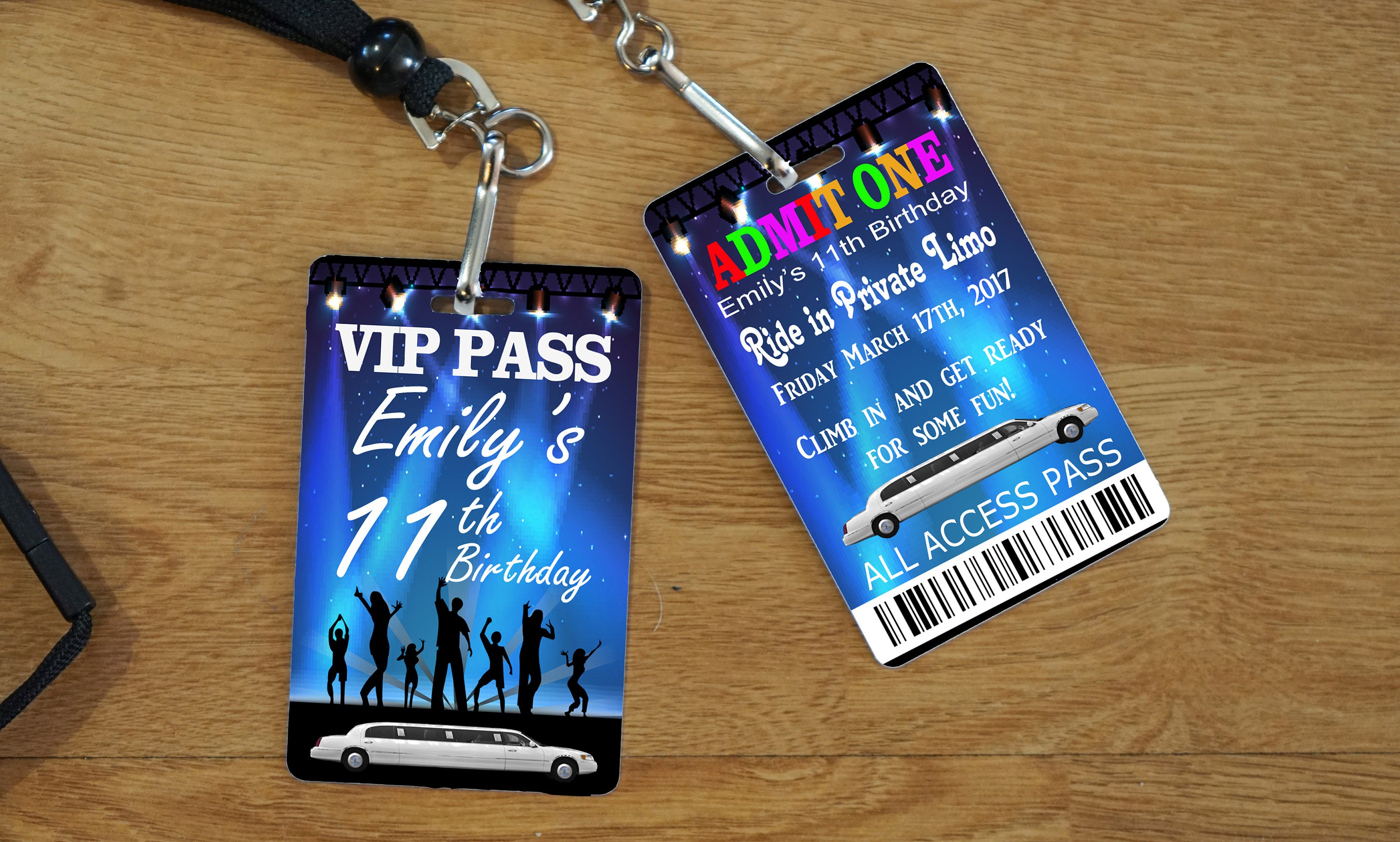 Limousine VIP Pass Lanyard Birthday Invitations Limousine Party ...