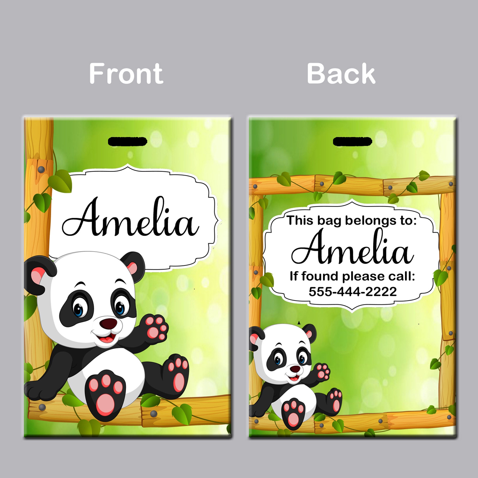 School Bag Tag Panda Backpack Tag Personalized Bag Tag - Etsy UK