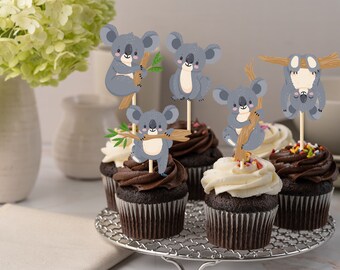 Koala Cupcake Toppers Gift Tags Printable Digital Instant - Etsy