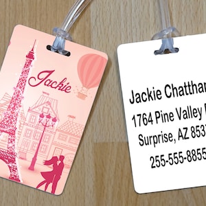 Paris Luggage Tag, Luggage Tag, Custom Eiffel Tower Luggage Tag, Paris ...