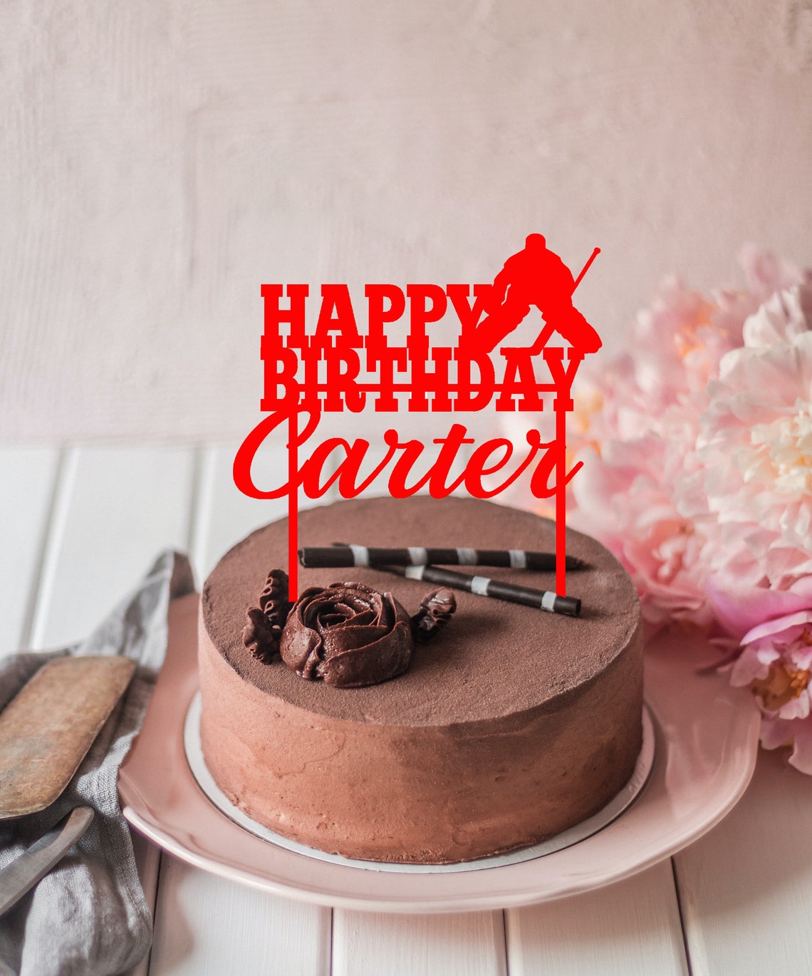 Hockey Birthday Cake Topper Personalized Goalie Cake Topper - Etsy