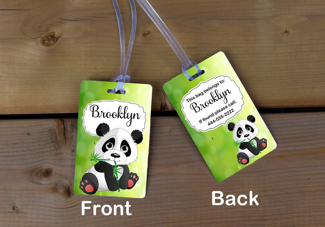 Panda School Bag Tag, Panda Backpack Tag, Personalized Bag Tag, Diaper ...