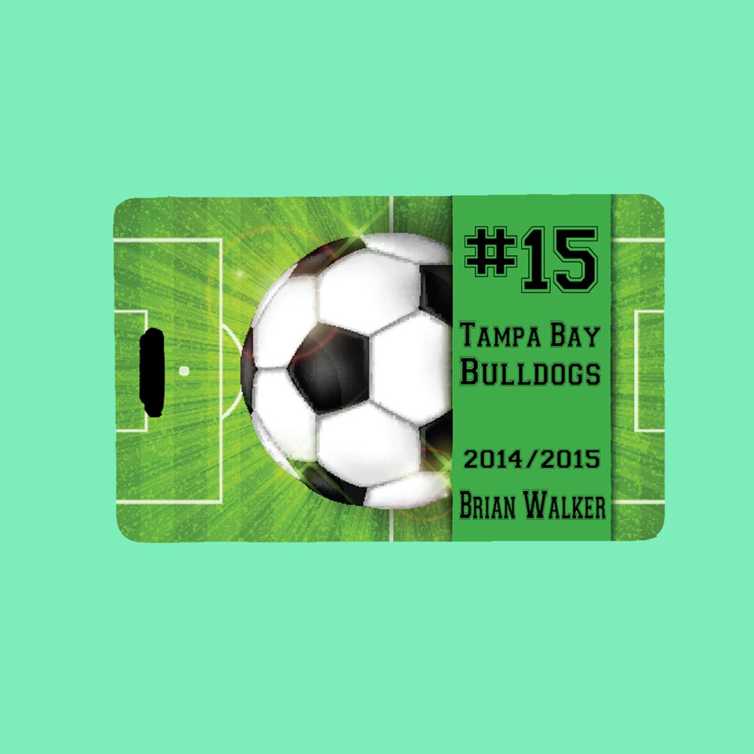 Soccer Bag Tags, Soccer Team Tags, Soccer Name Tags, Soccer Backpack ...