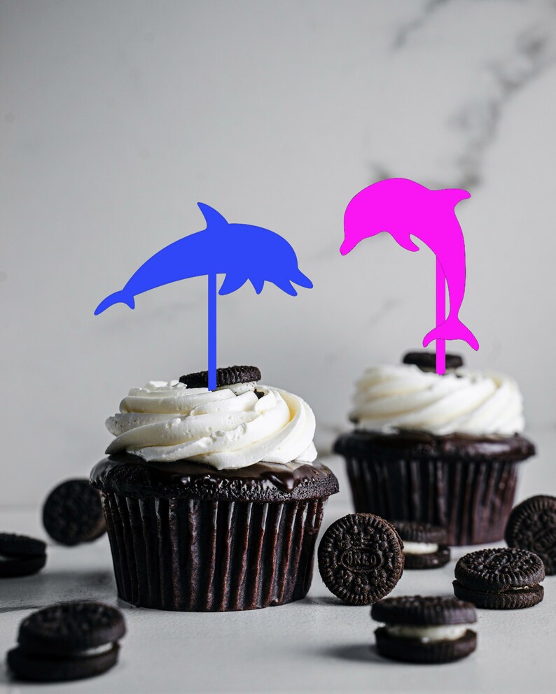 Dolphin Cupcake Topper Custom Cupcake Topper Birthday Cake | Etsy