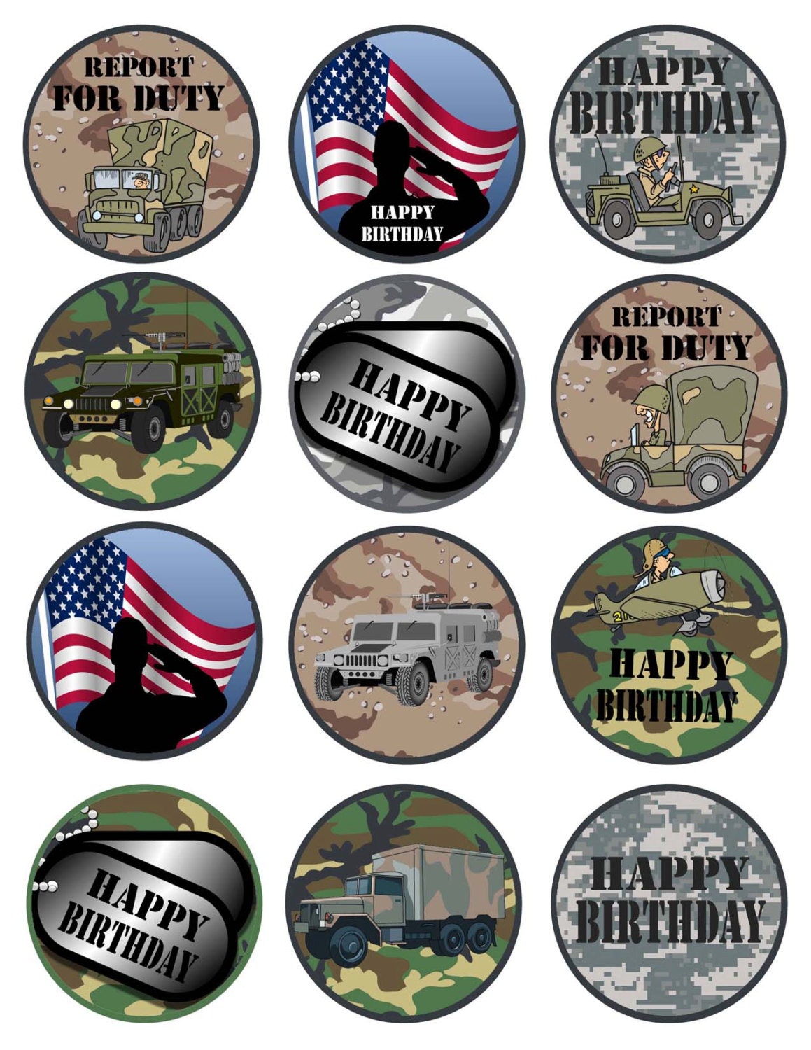 Army Printable Cupcake Toppers Instant Download Party Supply - Etsy Canada
