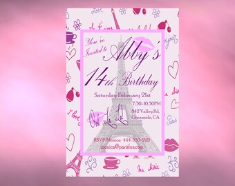 Custom Boarding Pass Birthday Invitation Personalized Paris