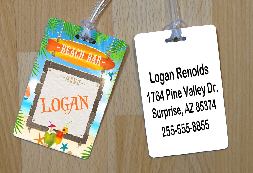 Tropical Bag Tag Personalized Luggage Tag Tropical Luggage Tag Gym Bag ...