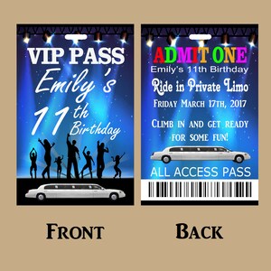 Limousine VIP Pass Lanyard Birthday Invitations Limousine Party ...