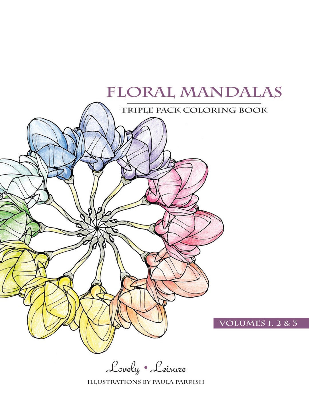 Adult Coloring Book 96 Printable Designs | Floral Mandalas Triple Pack ...