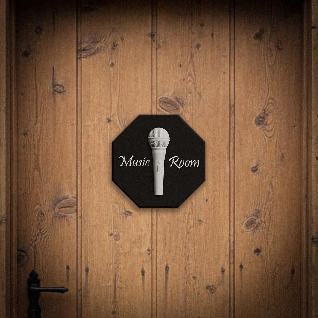 Microphone Musical Signling - 3D Door Sign, Plaque, Nameplate - Can Be ...