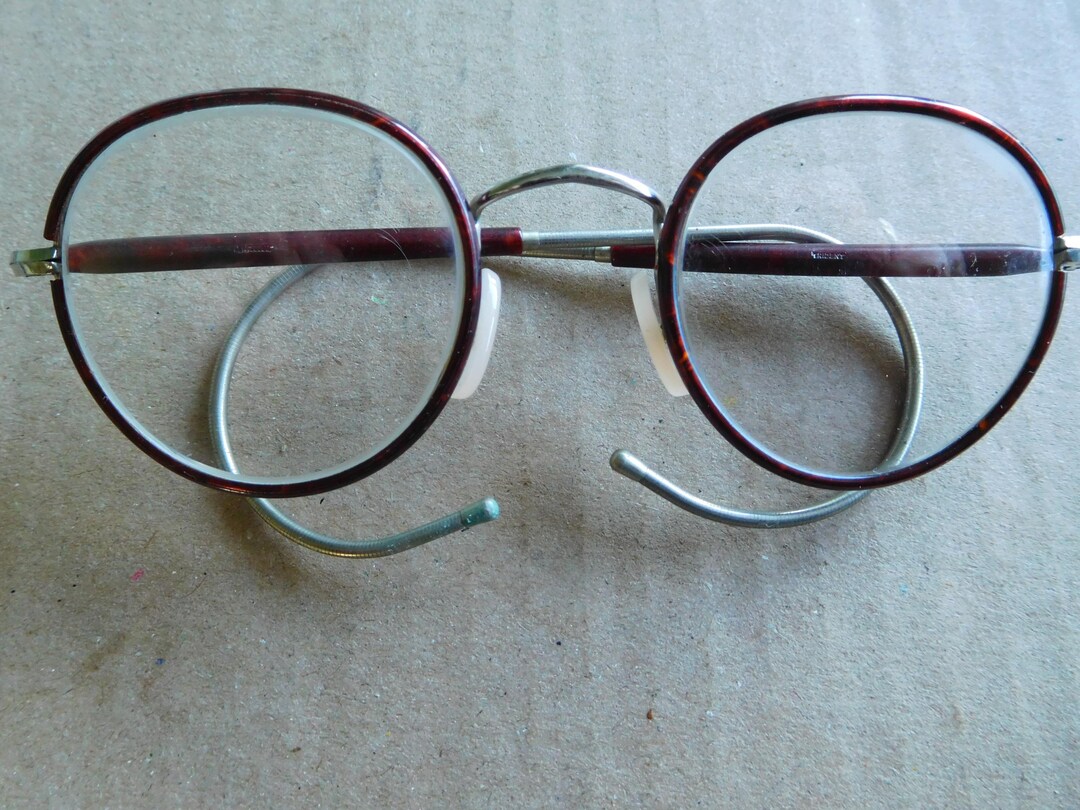 Vintage Round Glasses, Trident, Wire Rim With Spectacles Case John ...