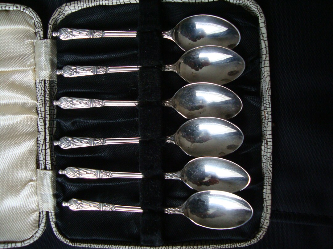 Set 6 Vintage Apostle Teaspoons, Matching in Box, EPNS 4 7/16 112mm ...