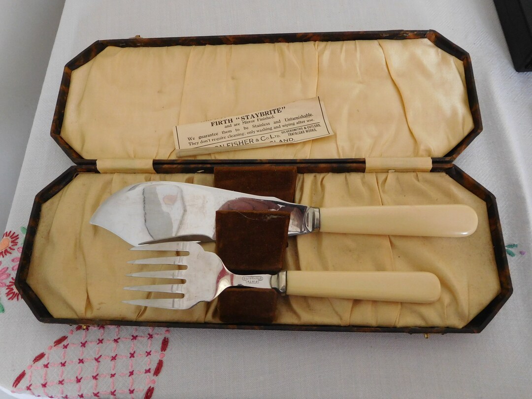 Set Vintage Firth Staybrite Fish Serving Slice/server & Fork Stainless ...