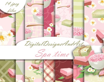 Spa Digital Paper | Etsy