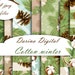 Winter Digital Paper, Pine Digital Paper, Pine Cone Paper, Cotton Paper ...